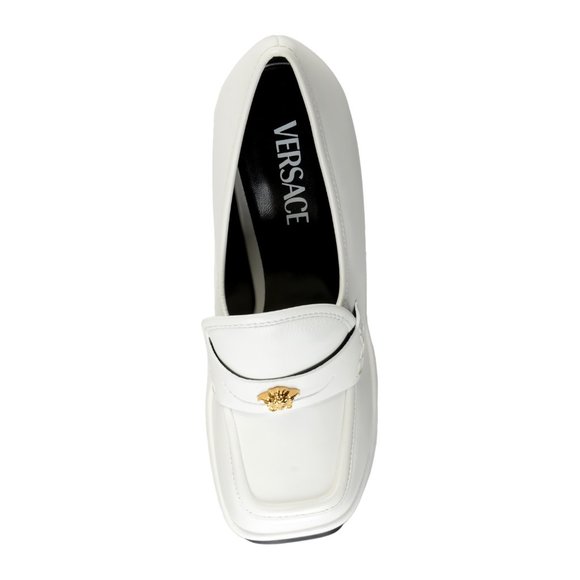 Versace | Shoes | Versace Womens Gold Medusa Logo 0 Leather Platform ...